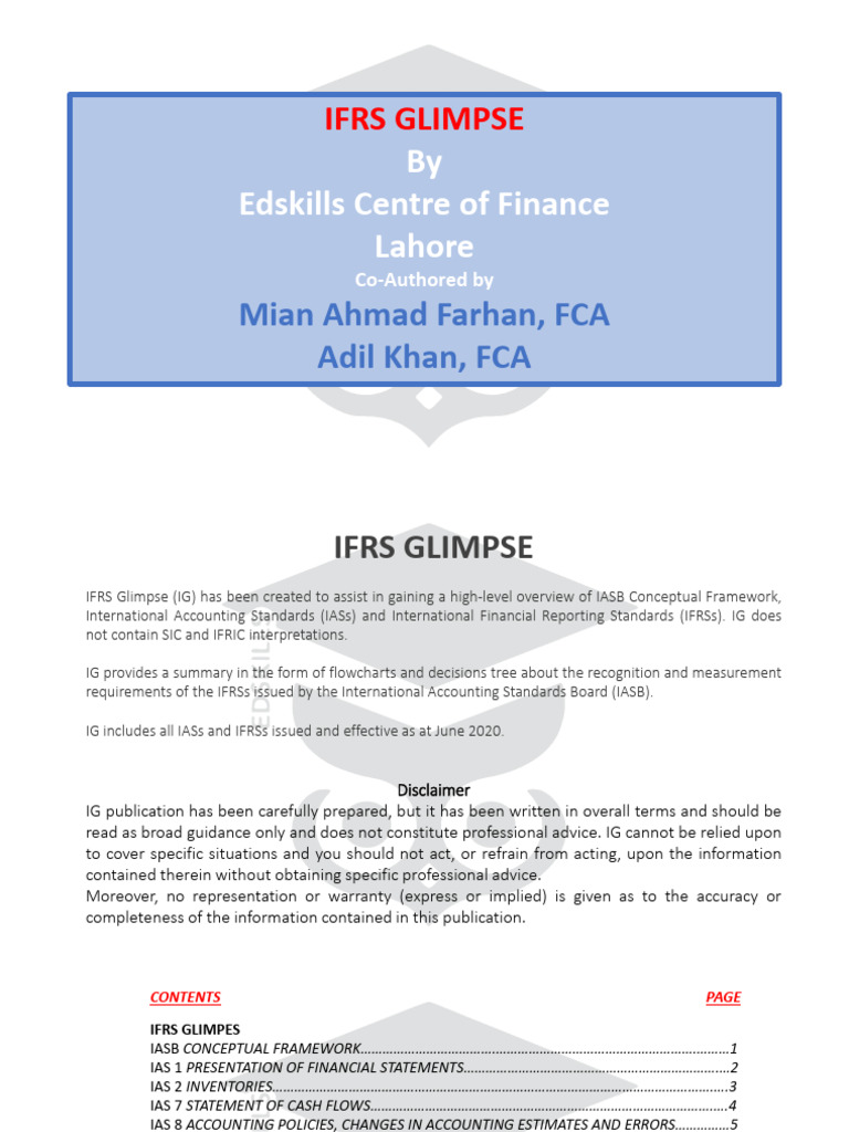 IFRS - Glimpse (By Edskills) | PDF | International Financial Reporting ...