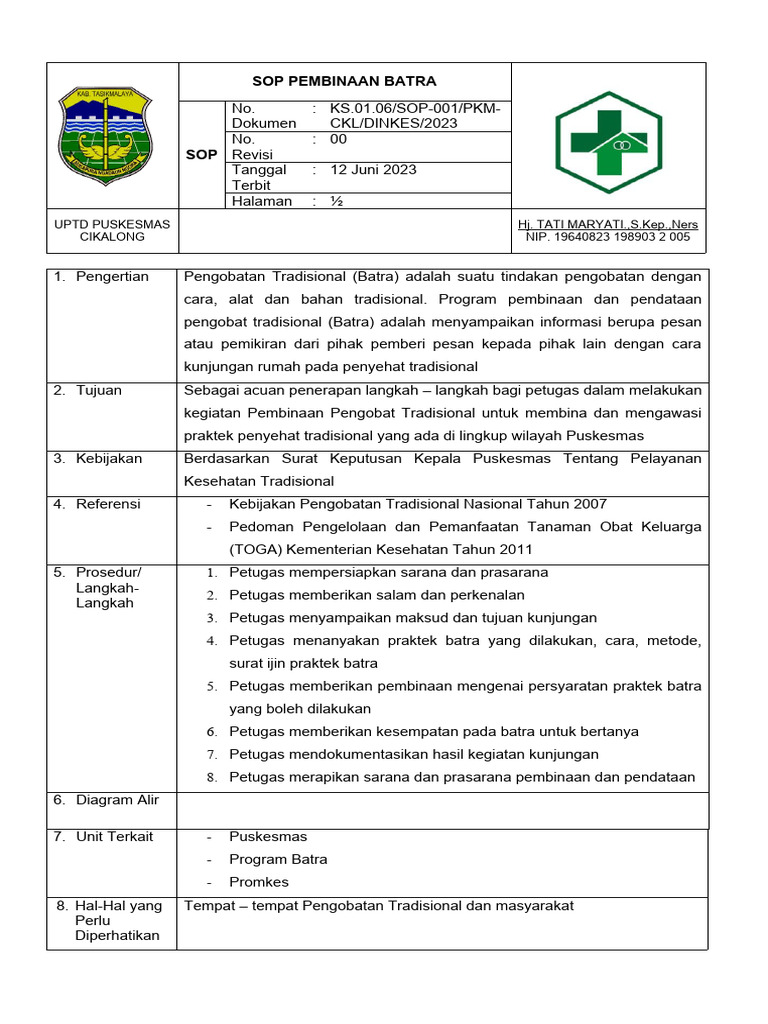 Sop Pembinaan Batra | PDF | Kesehatan Holistik | Sains & Matematika
