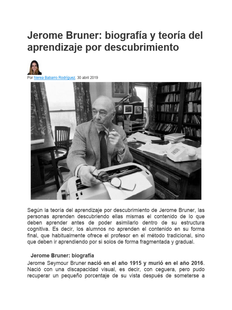 Bruner y El Aprendizaje Por Descubrimiento | PDF | Aprendizaje | Sicología