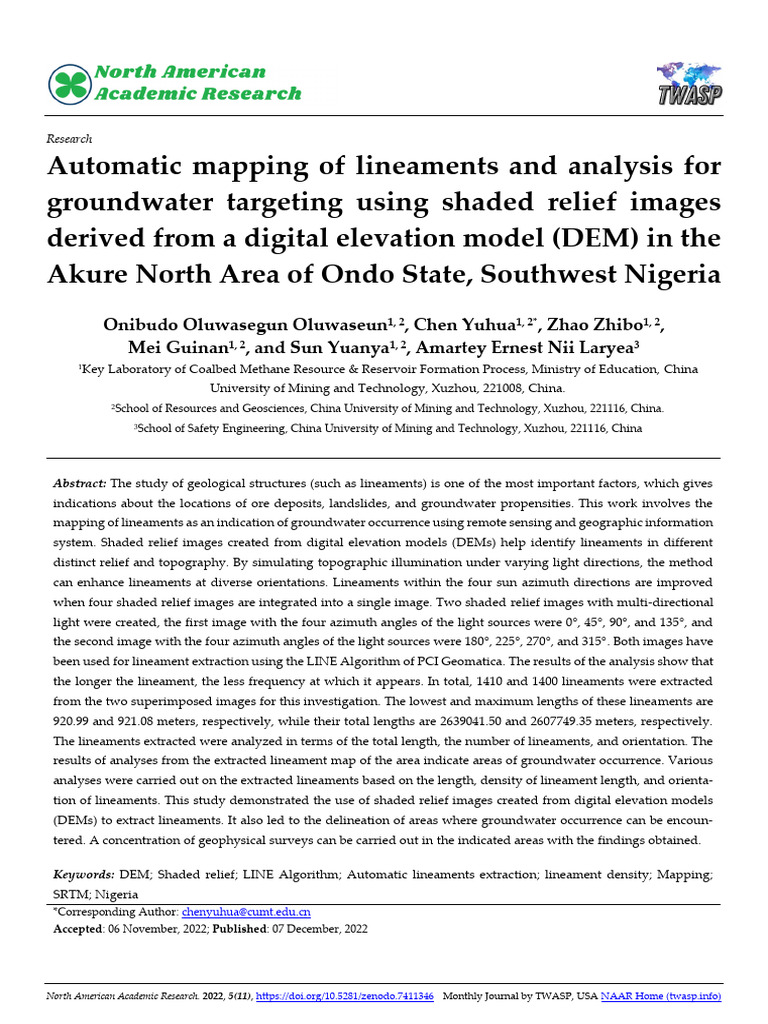 Automatic Mapping of Lineaments and Analysis | PDF | Topography | Earth ...