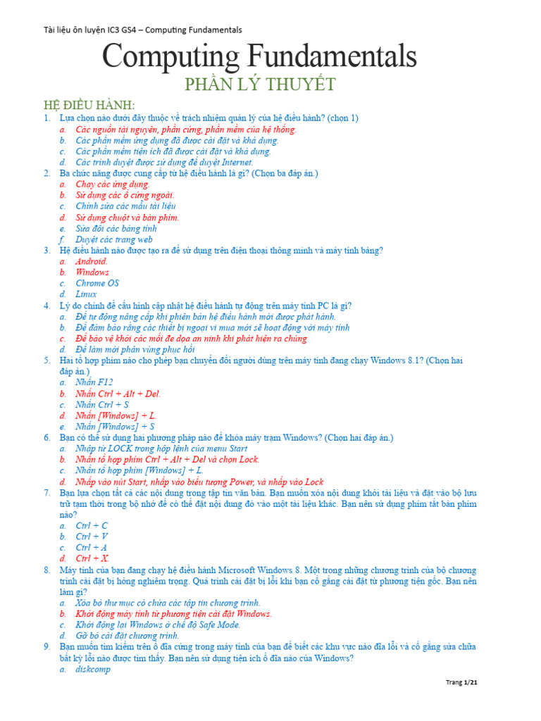 IC3 GS4 Questions - CF - Newest | PDF