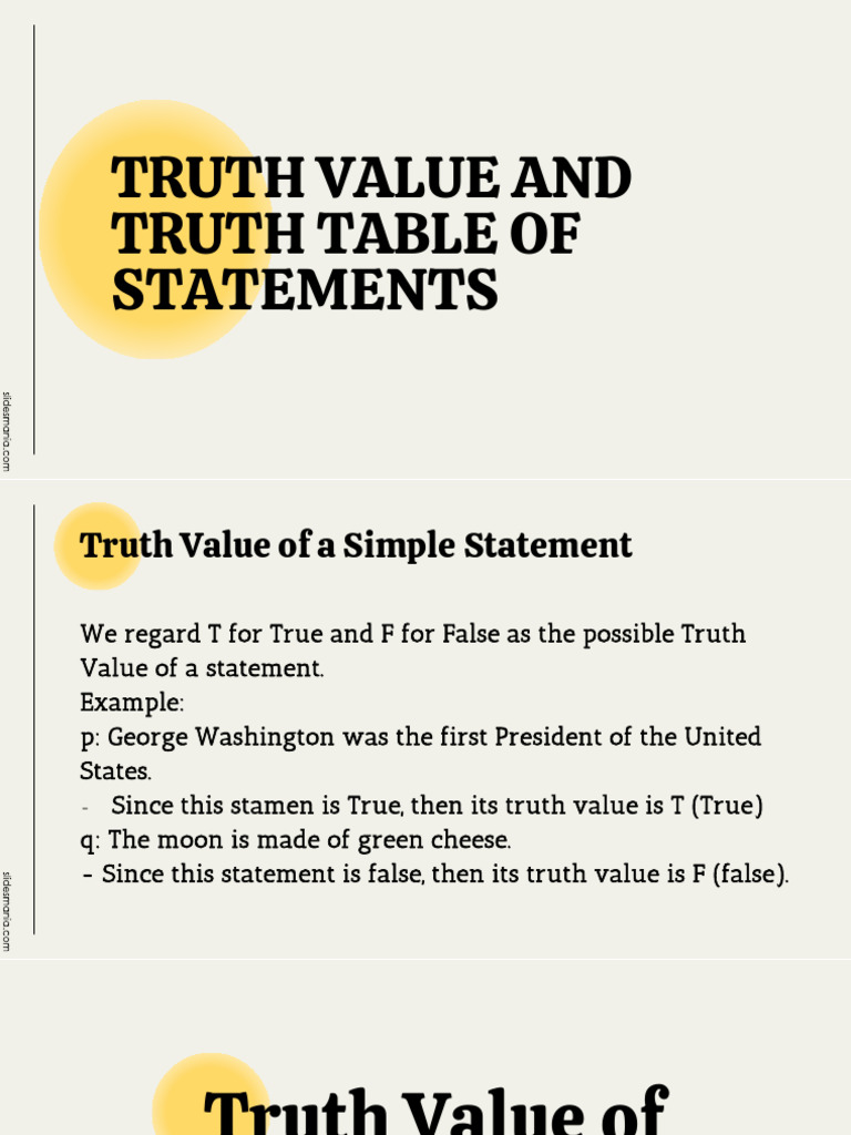 Truth Value and Truth Table | Download Free PDF | Mathematics | Semiotics