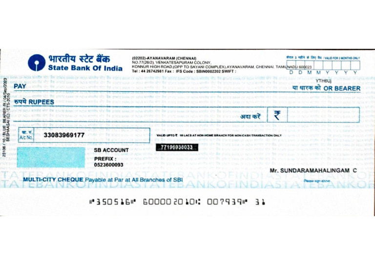 Sbi Cheque | PDF
