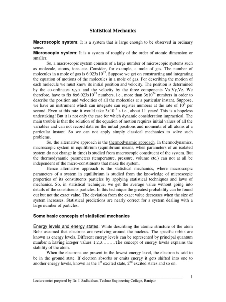 Statistical Mechanics | PDF | Energy Level | Photon