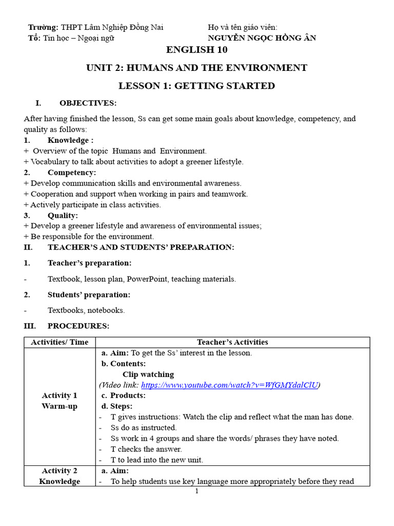 Unit 2_HUMANS AND THE ENVIRONMENT_GETTING START.. | PDF | Human Communication | Learning