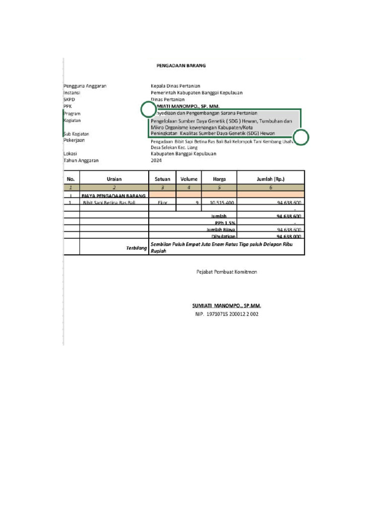 RAB Pengadaan Sapi | PDF