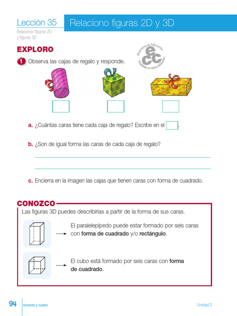 Relaciono Figuras 3D y 2D 1º | PDF