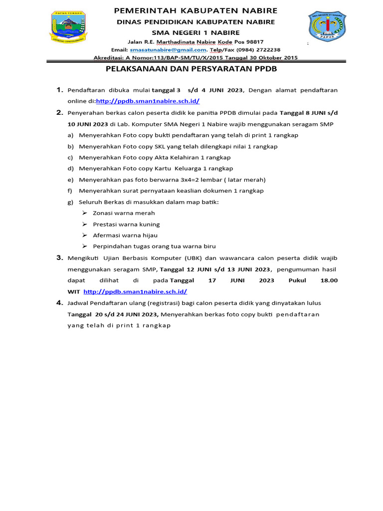 Pelaksanaan Dan Persyaratan PPDB | PDF