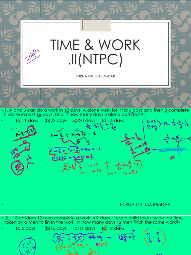 Time and Work ..2 (Ntpc) | PDF