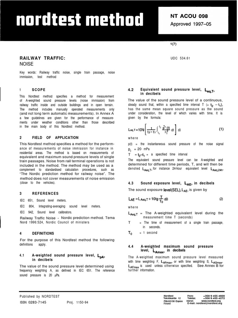 Railway Traffic Noise Measurement Method | PDF | Microphone | Decibel