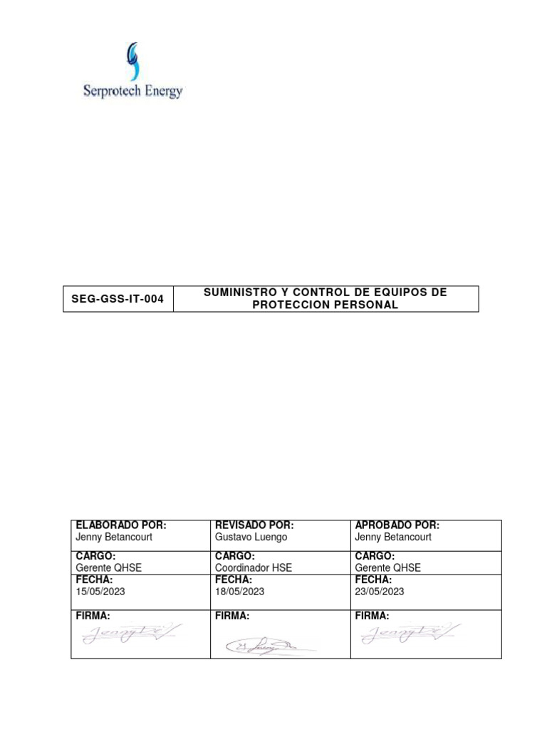 Gestión de EPP en Serprotech Energy | PDF | ruido | Soldadura
