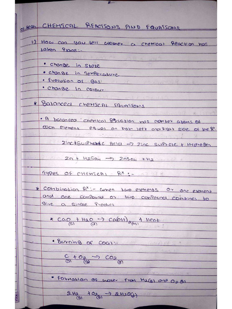 Chemistry-Chemical Reaction and Equations | PDF