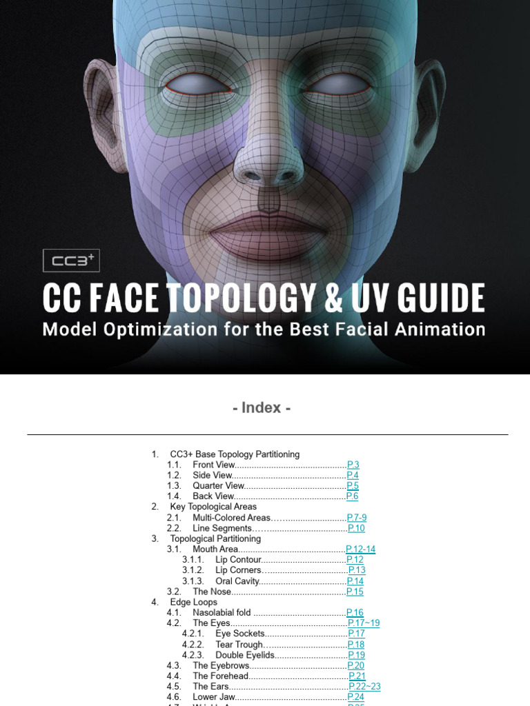 CC Face Base Topology-UV Guide | PDF | Lip | Mouth