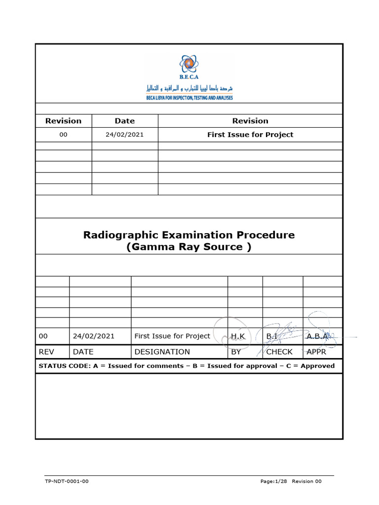 Radiographic Examination Procedure TP-NDT-0001-00 | PDF ...