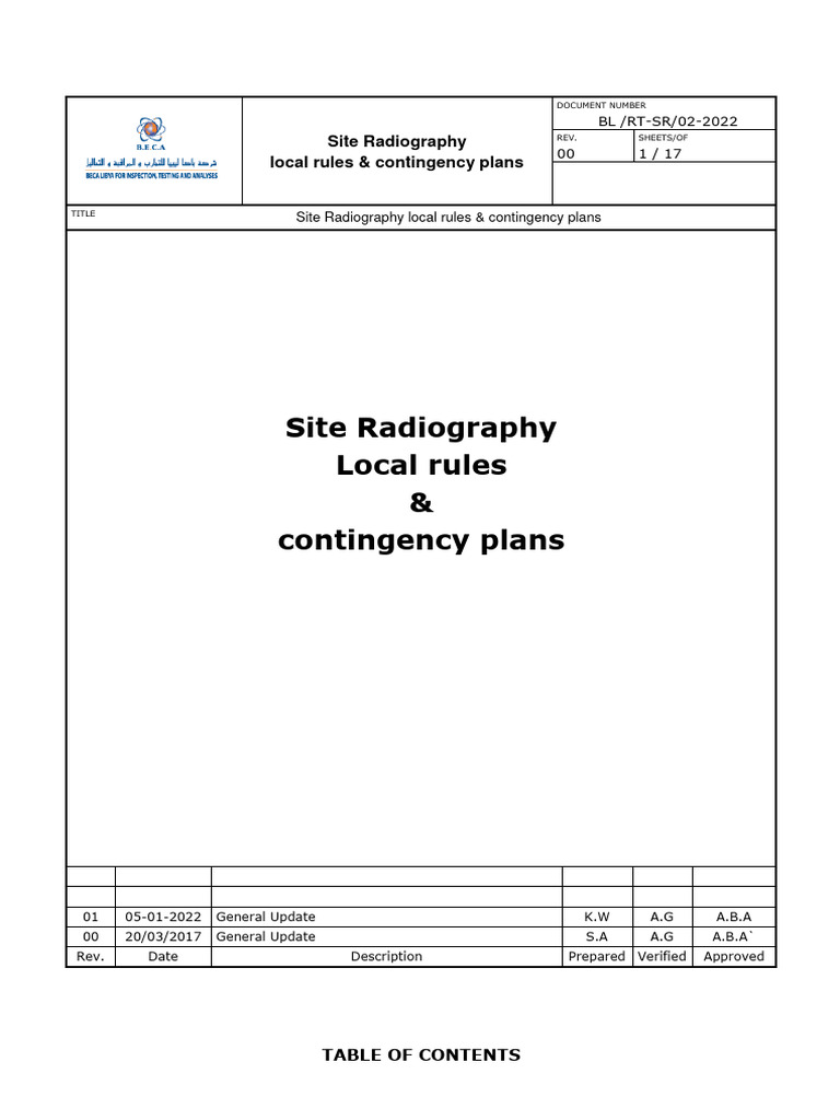 Site Radiography Local Rules & Contingency Plan + Site Source Bunker ...