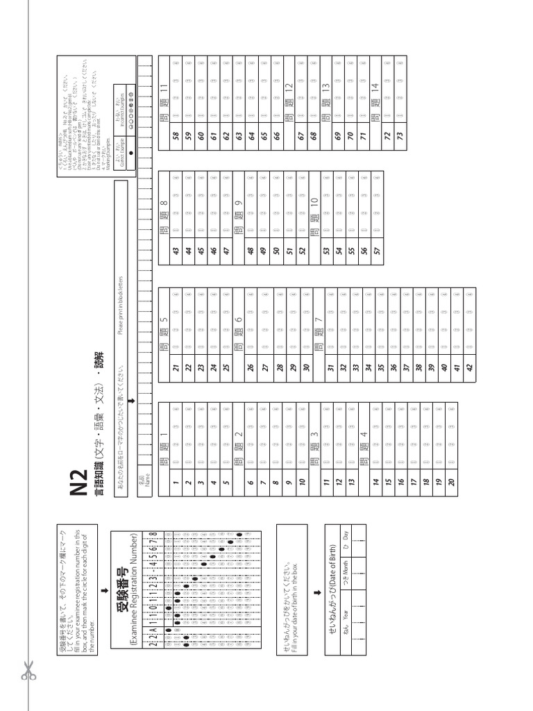 Nihongo No Mori N2 - 1 Blank Sheet | PDF