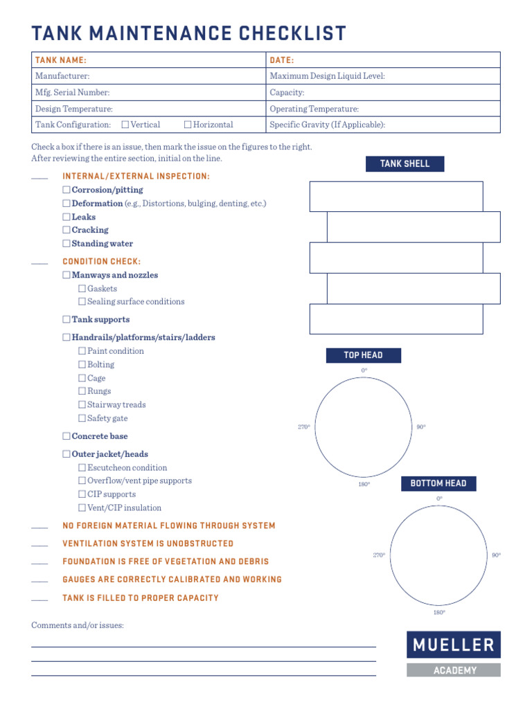 Tank Maintenance Checklist Guide | PDF