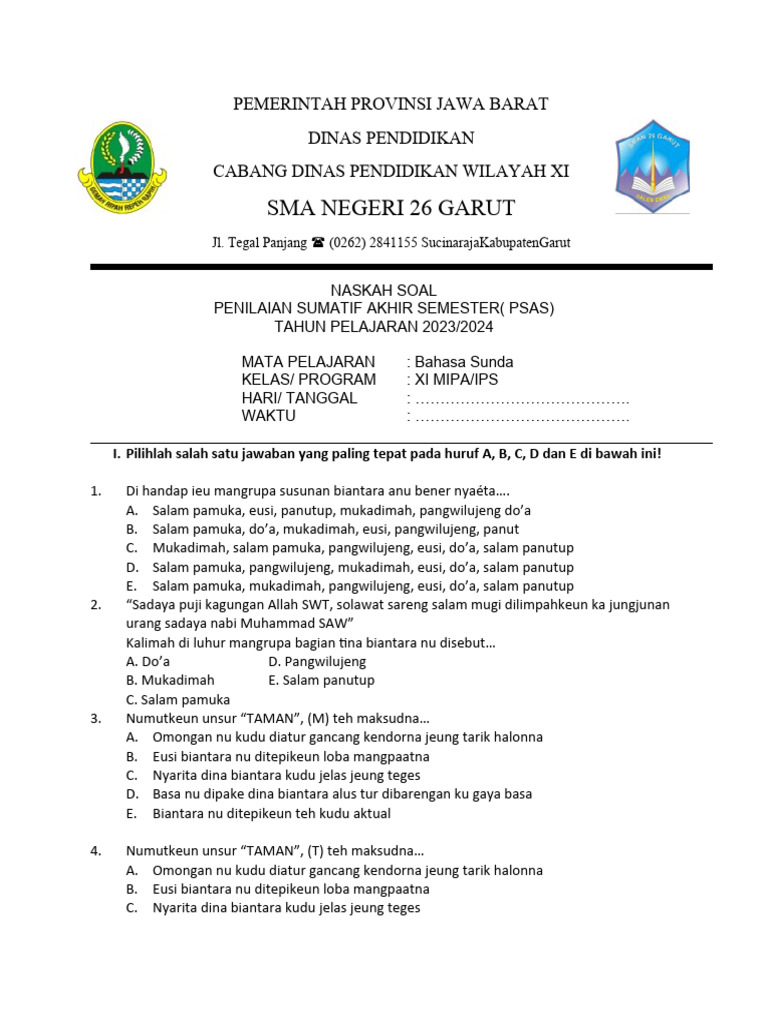 PSAS Bahasa Sunda | PDF