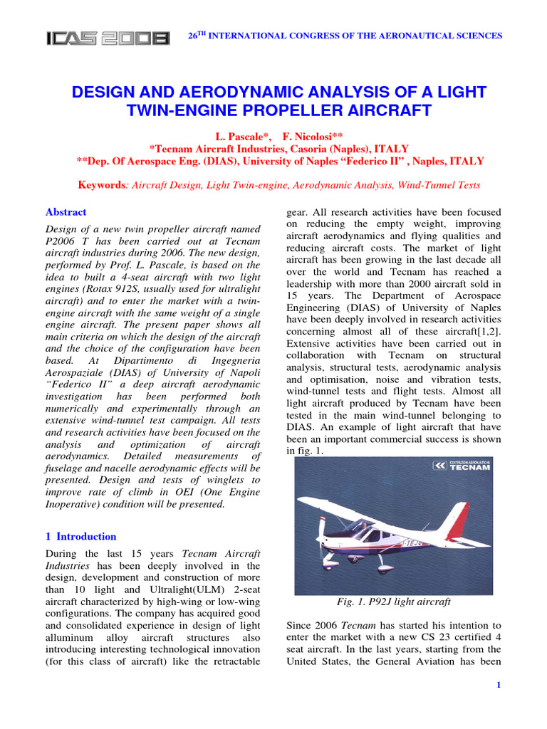 Design ligth twin aircraft | PDF | Aircraft | Engines
