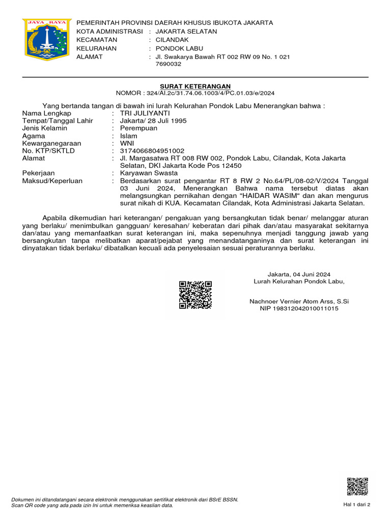 PM1 LurahCamat - SURAT PENGANTAR PERKAWINAN KEDUA DAN SETERUSNYA UMUM | PDF