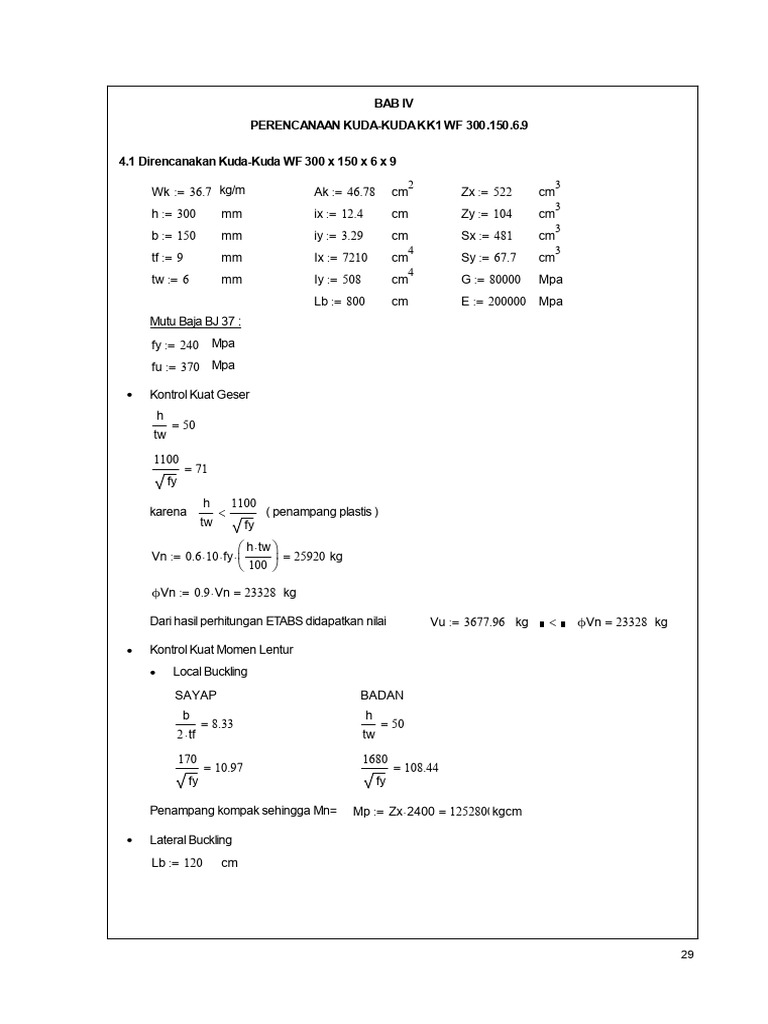 Bab 4 Perencanaan Kuda-Kuda WF 300 150 | PDF