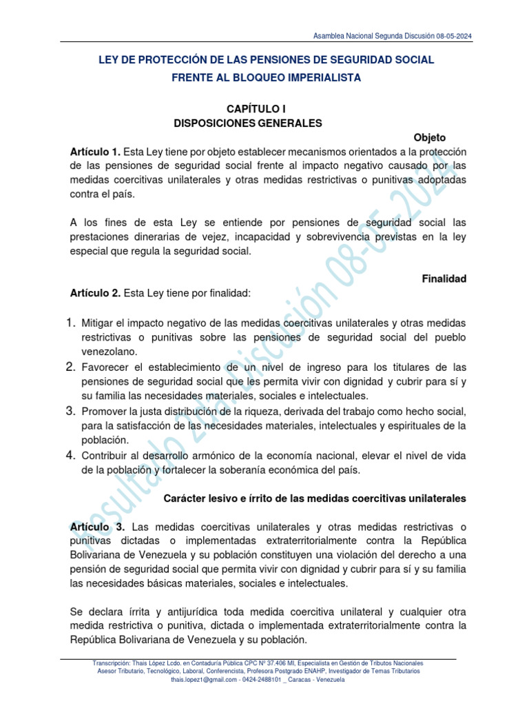 Ley de Proteccion de Las Pensiones de Seguridad Social Frente Al ...