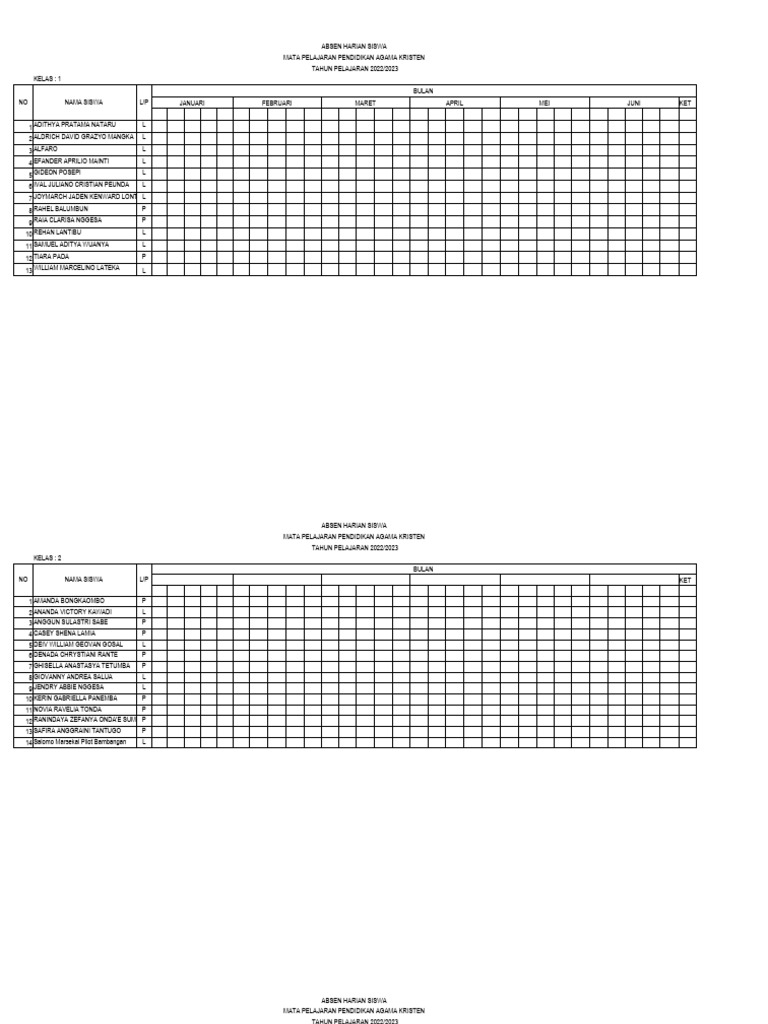 Absen 2022 Dan Jadwal | PDF