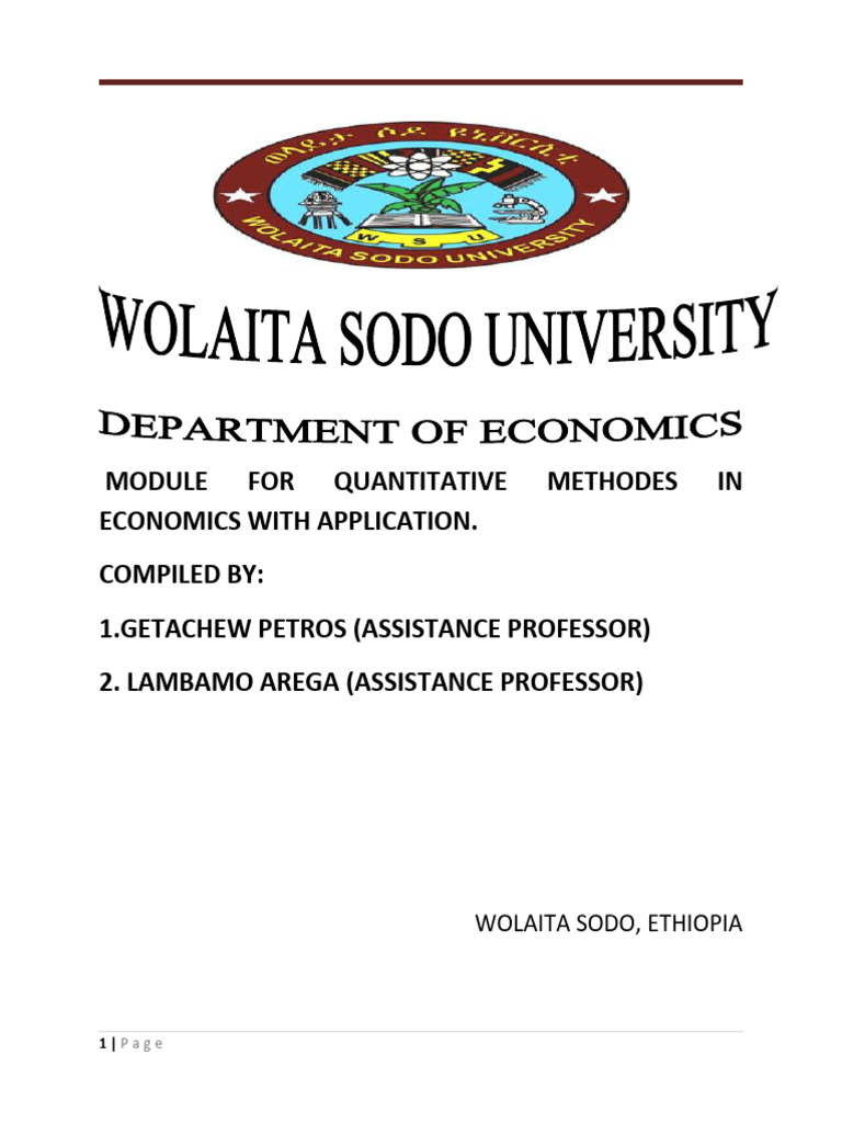 Quantitative Methods in Economics With Application | Download Free PDF ...