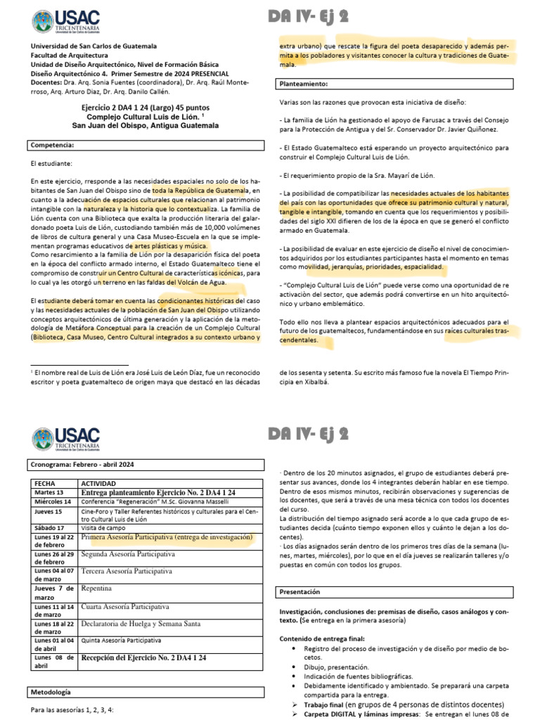 DA4_2024_1_E2_ Centro Cultural Luis de Lión_FINAL | PDF | Guatemala | Diseño