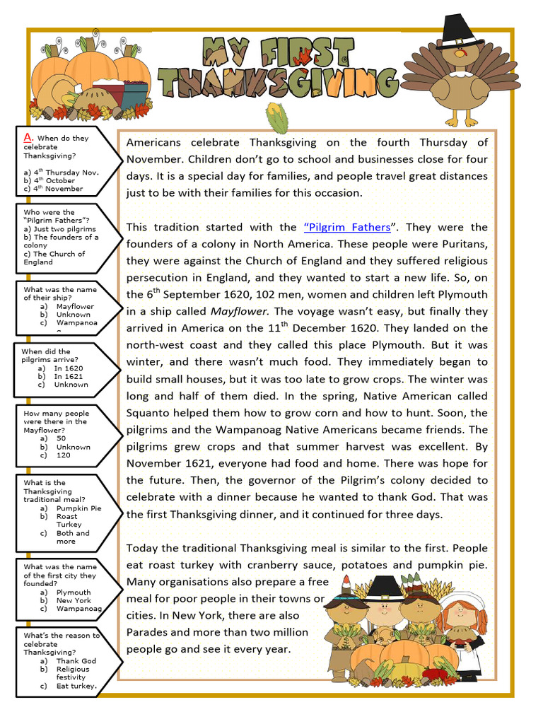 My First Thanksgiving | PDF | Thanksgiving | Plymouth Colony