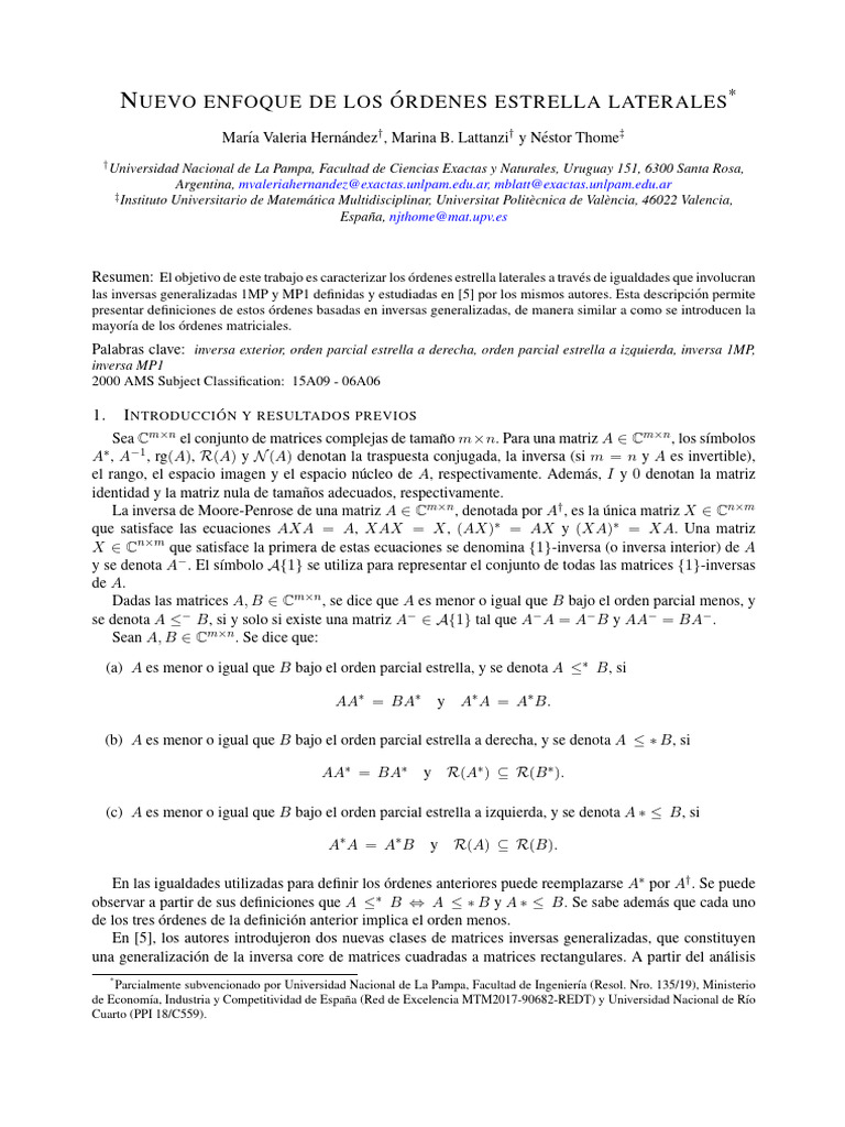 Nuevo Enfoque de Los Órdenes Estrella Laterales | PDF | Matriz (Matemáticas) | Álgebra
