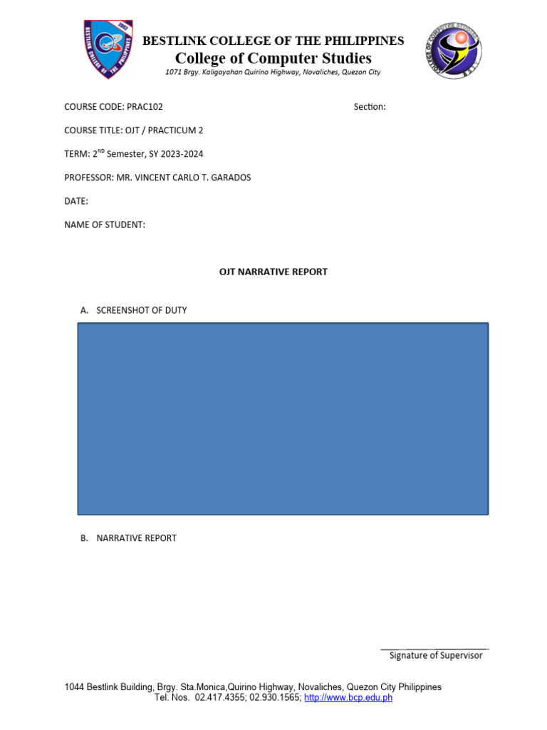 Ojt Narrative Report Template | PDF