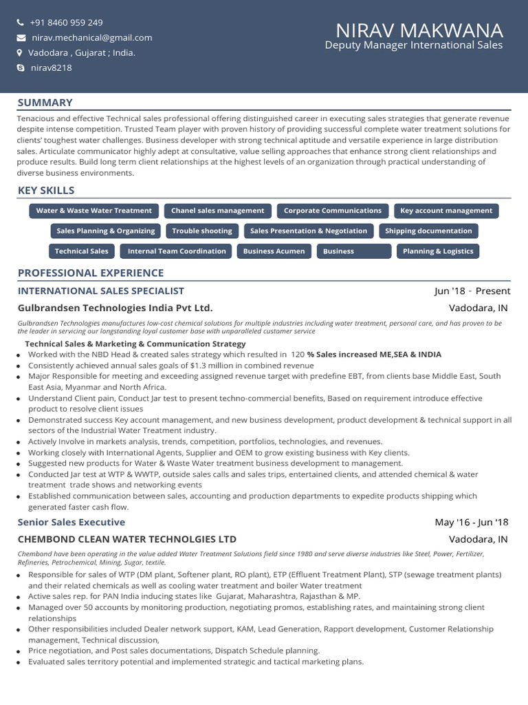Nirav - DM International Sales June'24 | PDF | Sales | Sewage Treatment