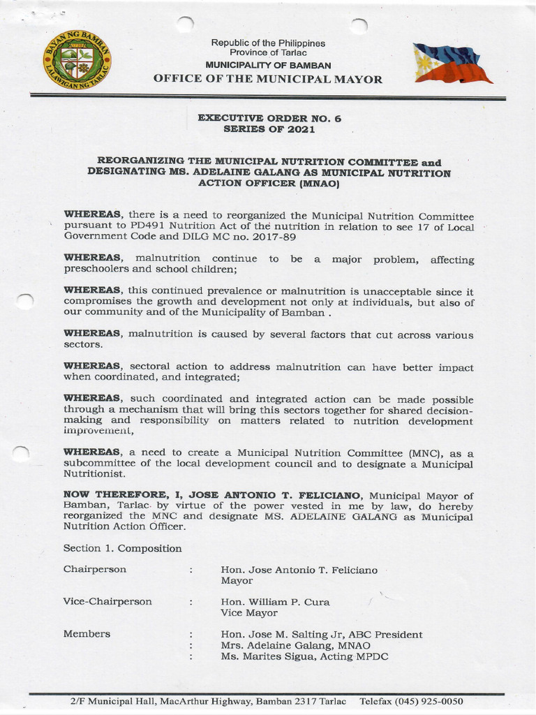 Executive Order No. 06 Series of 2021 | PDF