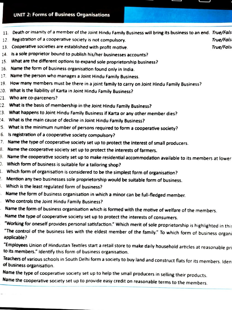 Business Chapter 2 Class 11 | PDF | Cooperative | Sole Proprietorship