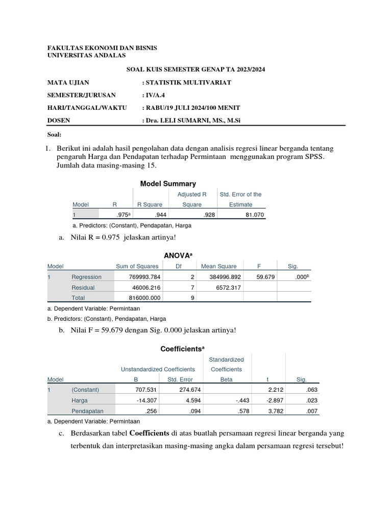 Soal Kuis Statmul A4 | PDF | Metode & Bahan Ajar