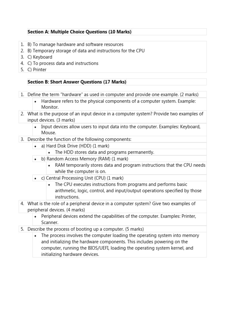 Grade 8 Computer Science Exam Marking Scheme | PDF