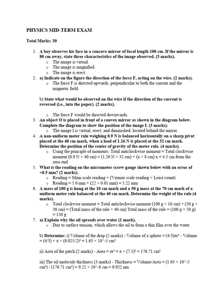 PHYSICS Form 2 Mid-Term M.S | PDF | Force | Area