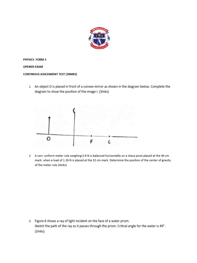 Physics Form 3 Mid-term | PDF
