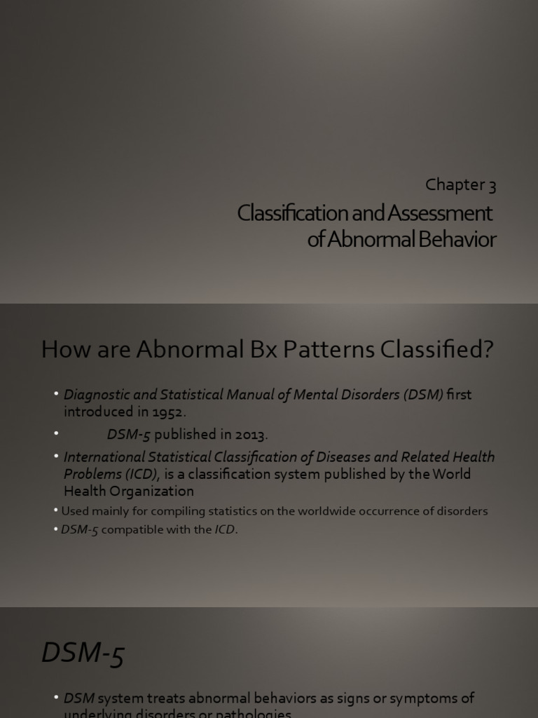 Week 2 Classification and Assessment of Abnormal Behavior | Download ...