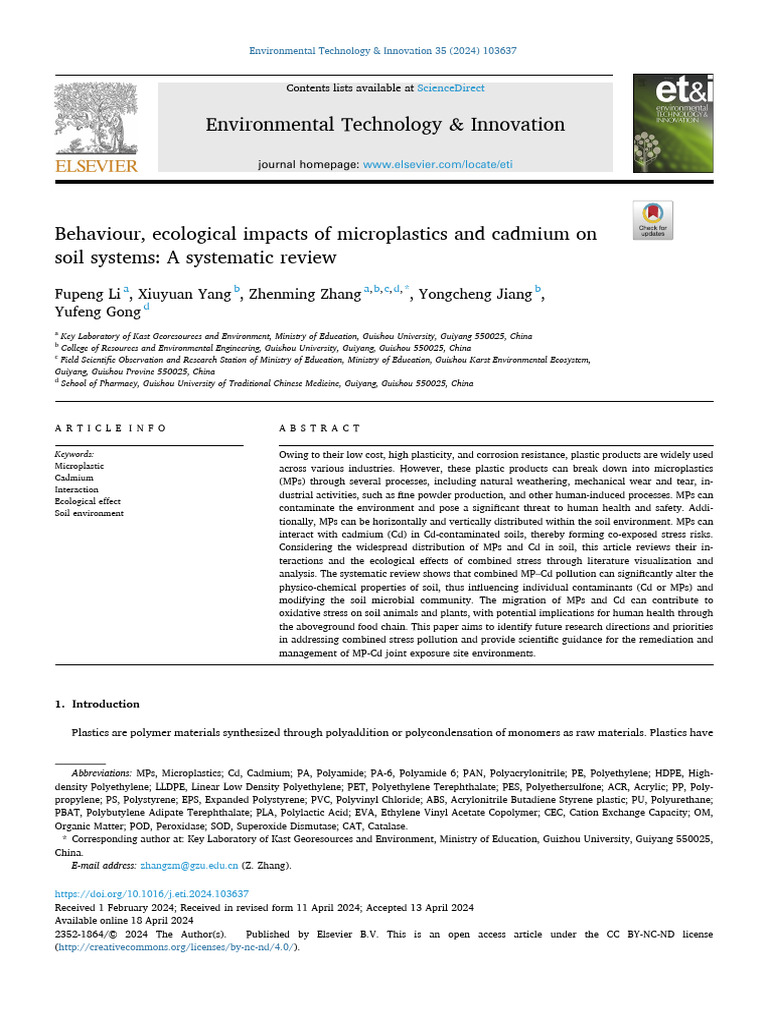 Behaviour Ecological Impacts of Microplastics and - 2024 ...