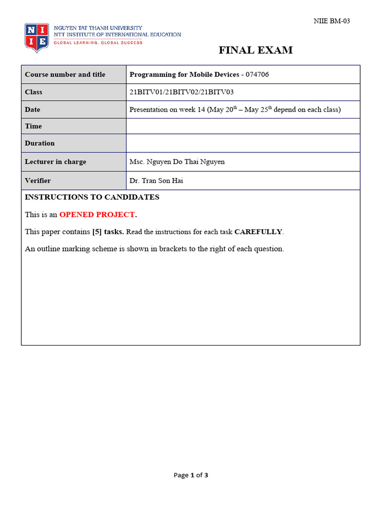 NIIE BM-03 - Final - 2024 | Download Free PDF | Systems Engineering | Software Engineering