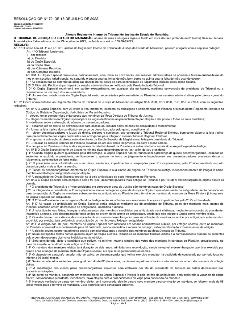 Resolucao GP N 72 de 15 de Julho de 2022 29 07 2022 15 55 24 | PDF ...