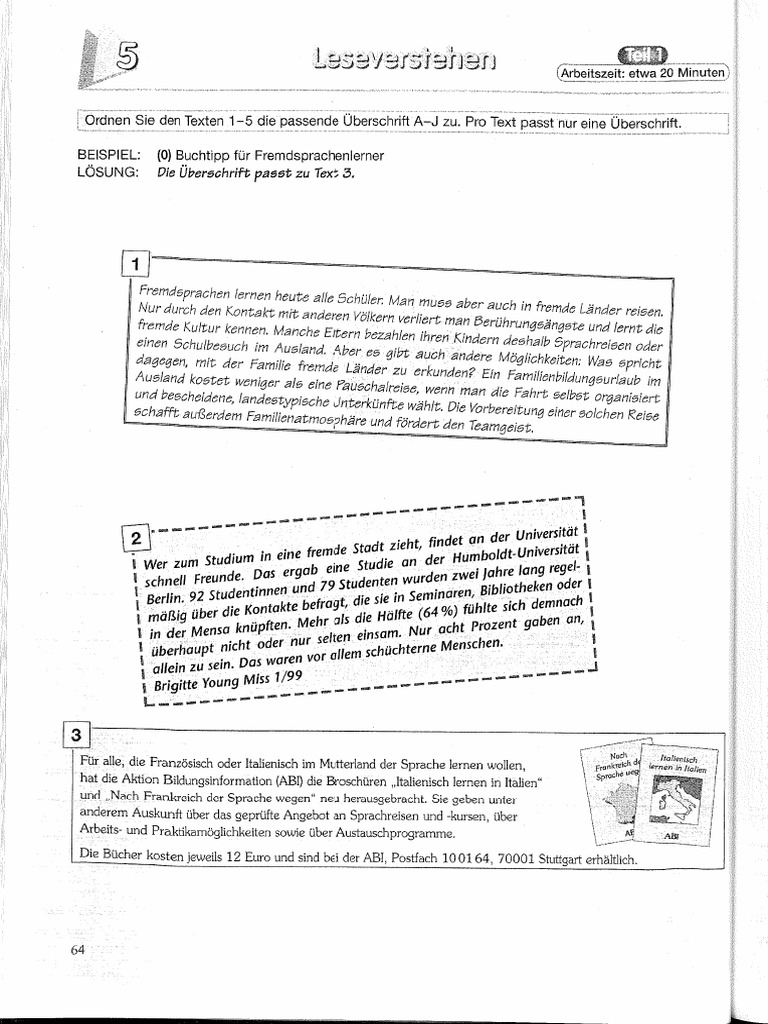 Modelltest 5 - 15 Uebungen TELC | PDF