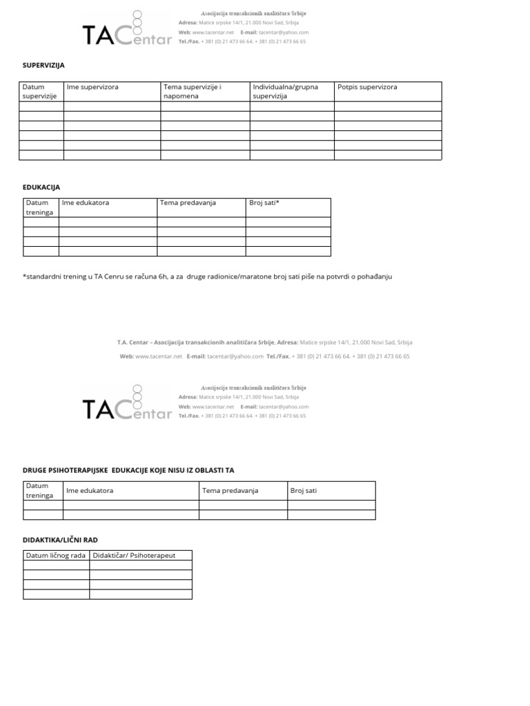 Formular Za Logbook | PDF