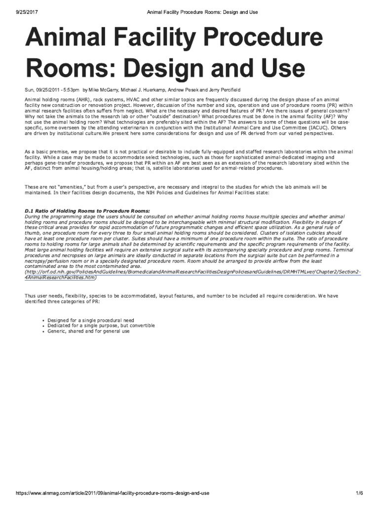 Animal Facility Procedure Rooms_ Design and Use | PDF