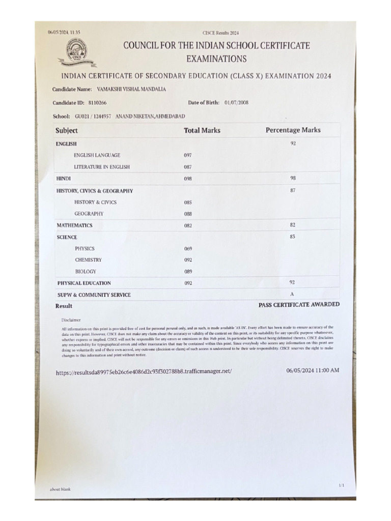 Council For The Indian School Certificate | PDF