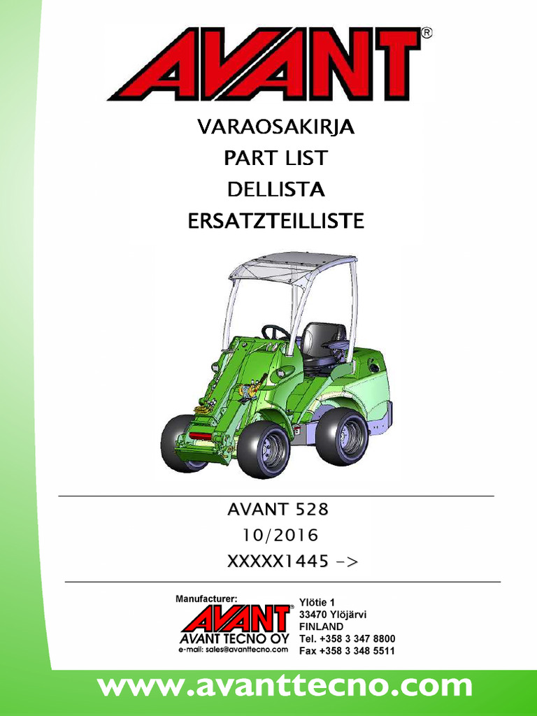 Avant 528 Series 2 Parts List FROM XXXXX1445 To XXXXX1743 | PDF