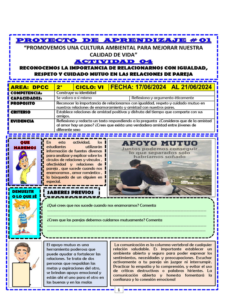 Actividad 4 DPCC 2° Unidad 3 | PDF | Amor | Amistad