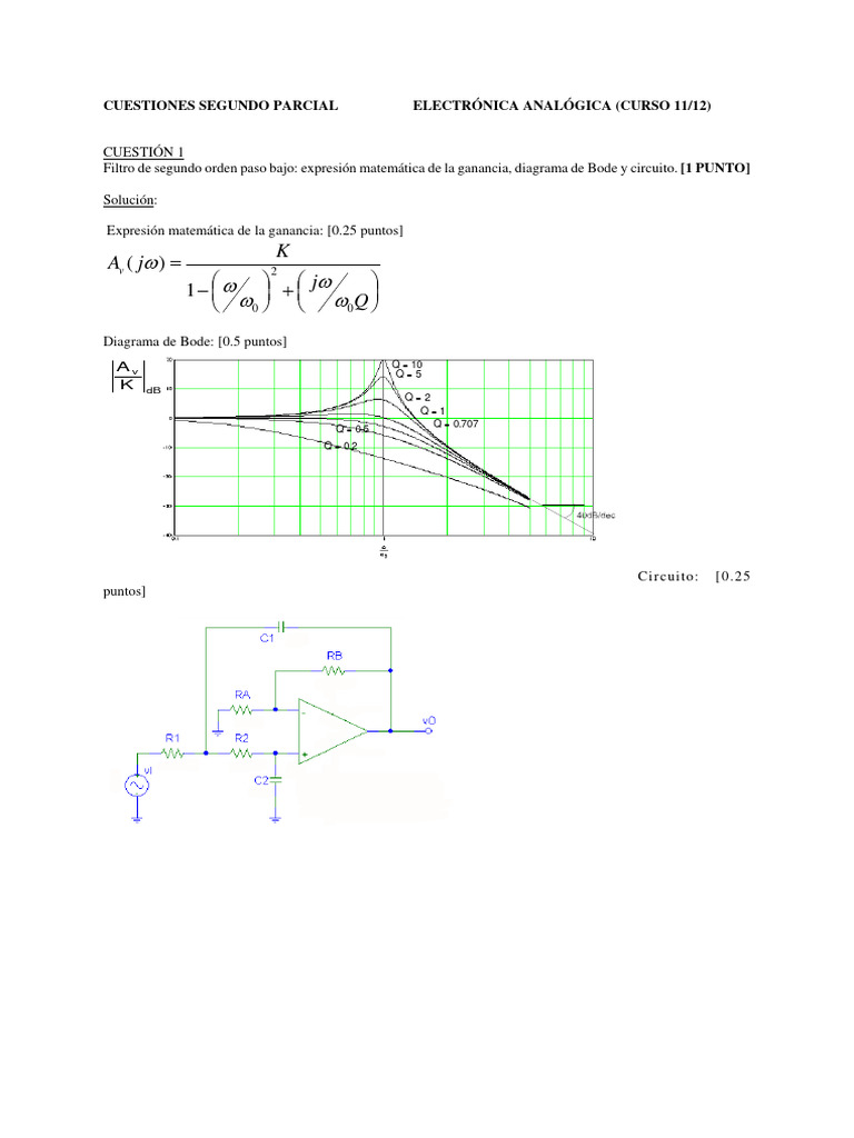 P2 EnA-Grado 11-12-Cuestiones-Soluciones | PDF | Amplificador operacional | Circuitos electricos
